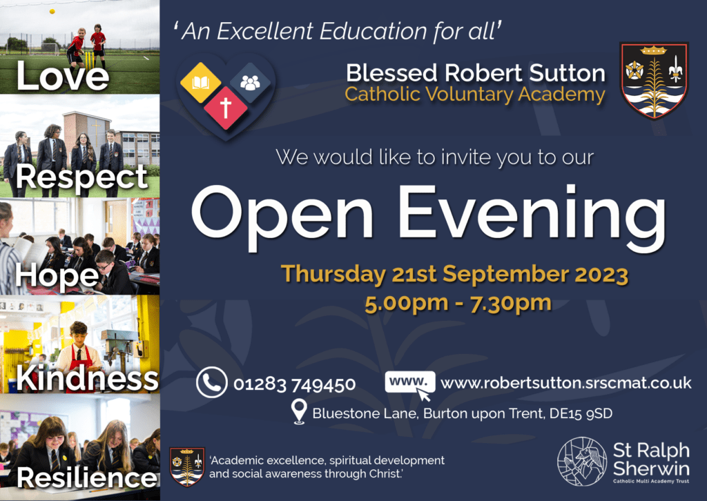 Open Evening Details 2023 - Blessed Robert Sutton Catholic Voluntary ...